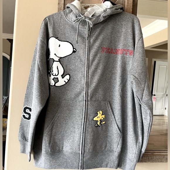 Peanuts | Jackets & Coats | Snoopy Peanuts Sweat Jacket Gray Hoodie ...